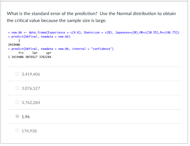 Solved What is the standard error of the prediction? Use the | Chegg.com