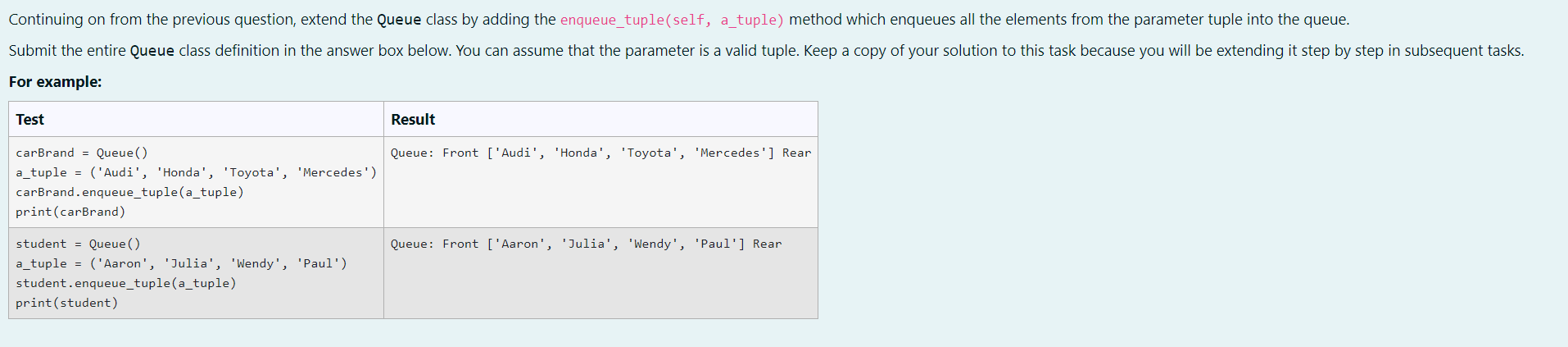 Solved An implementation of the Queue ADT is shown in the | Chegg.com