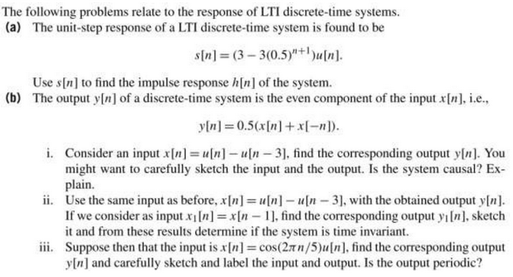 Solved The following problems relate to the response of LTI | Chegg.com