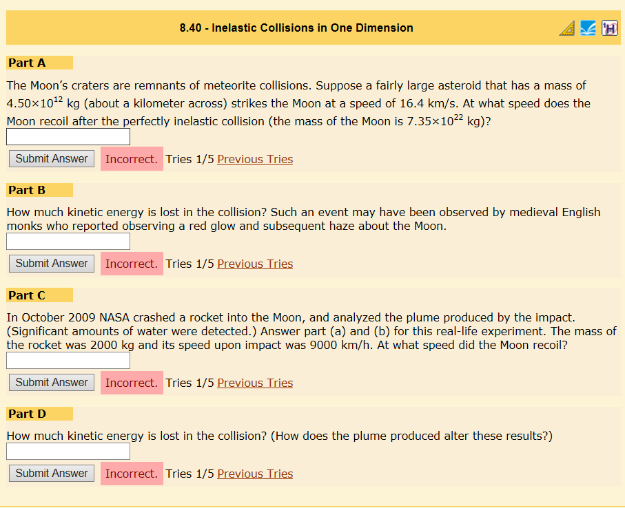 Solved 8.40 Inelastic Collisions in One Dimension Part A The | Chegg.com