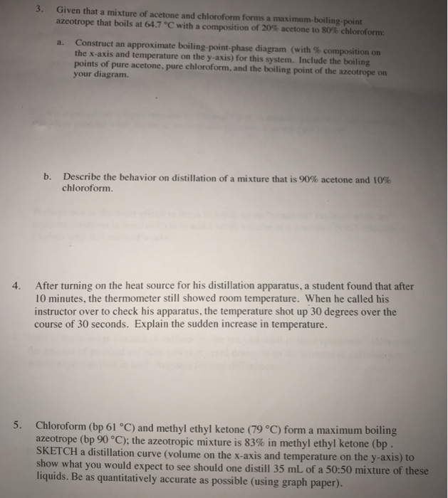 Solved 3. Given that a mixture of acetone and chloroform | Chegg.com