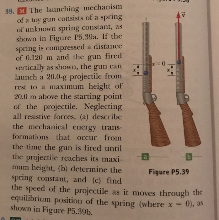 Solved 39. M The launching mechanism of a toy gun consists | Chegg.com