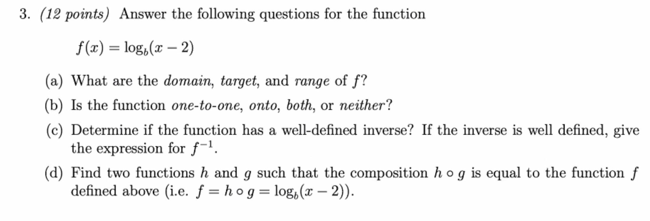 Solved 3 12 Points Answer The Following Questions For The