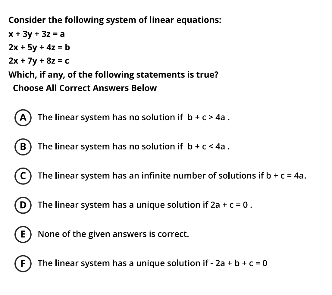 Solved Consider the following system of linear equations: | Chegg.com