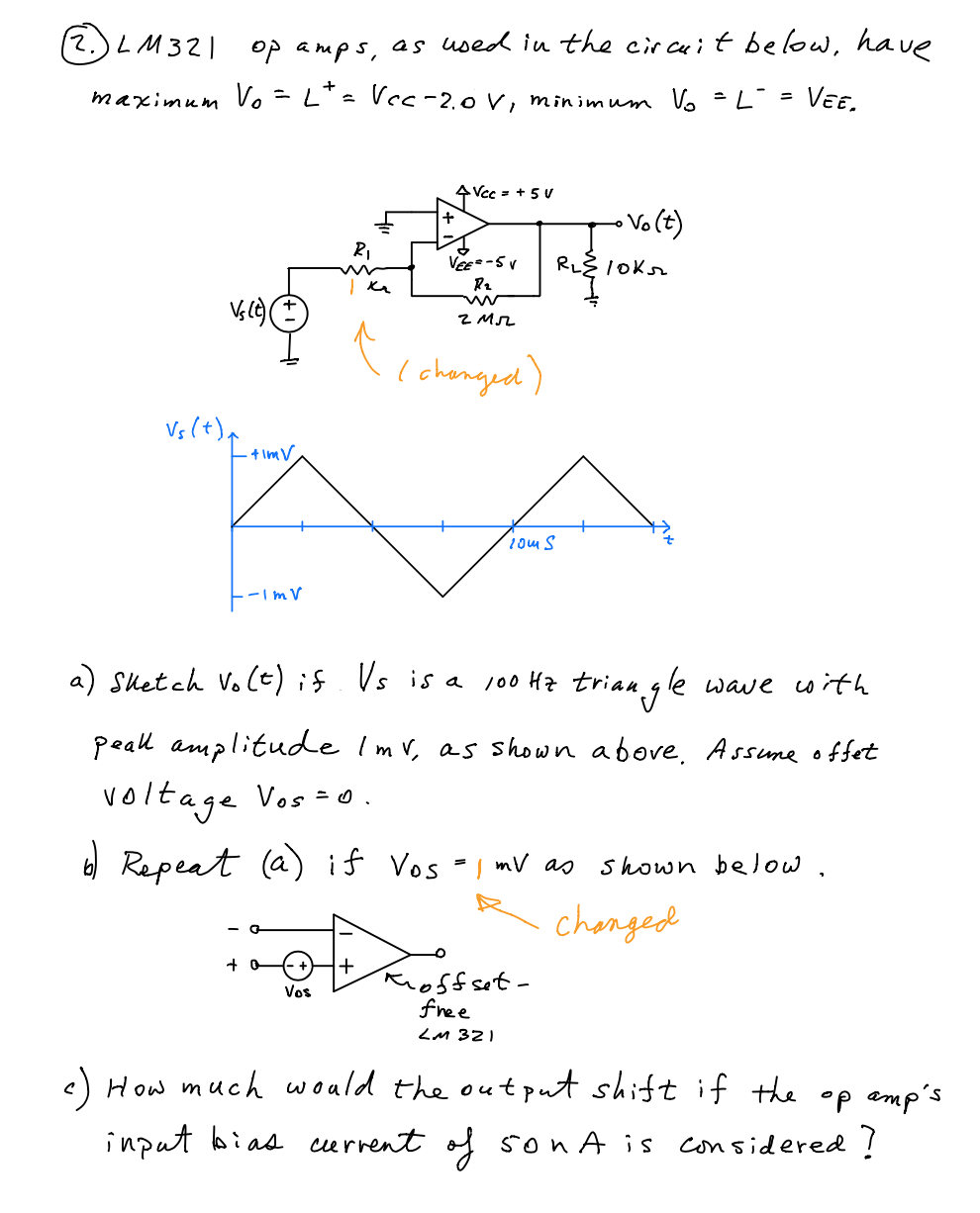 Solved B) LM321 op amps, as used in the circuit below, have | Chegg.com