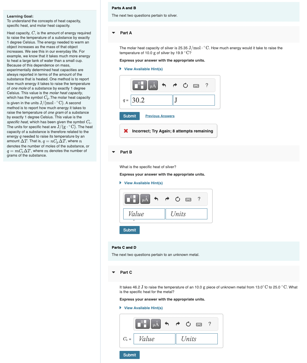 Solved Parts A and BLearning Goal:To understand the concepts | Chegg.com
