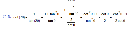Solved Establish the identity. coto-1 cot (20) = 2 coto | Chegg.com