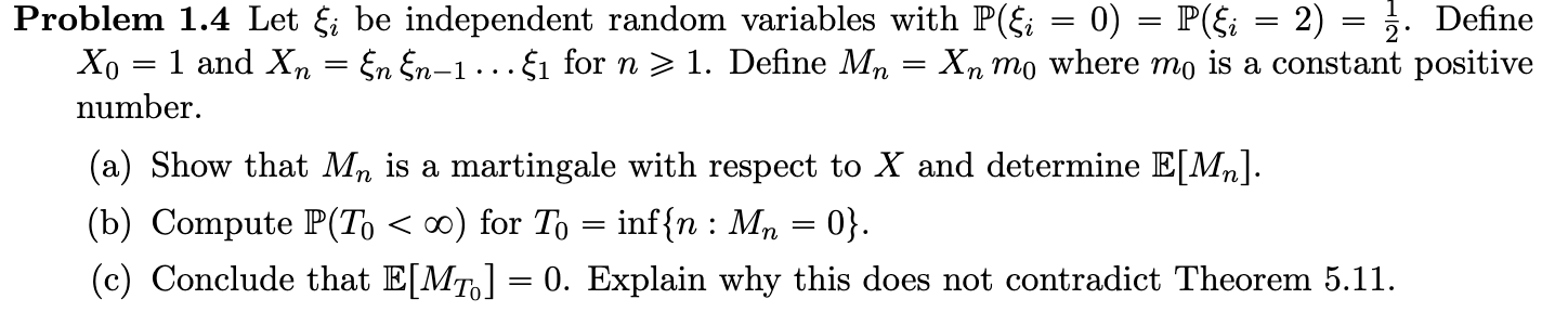 The theorem 5.11 in part(c) is the optional stopping | Chegg.com