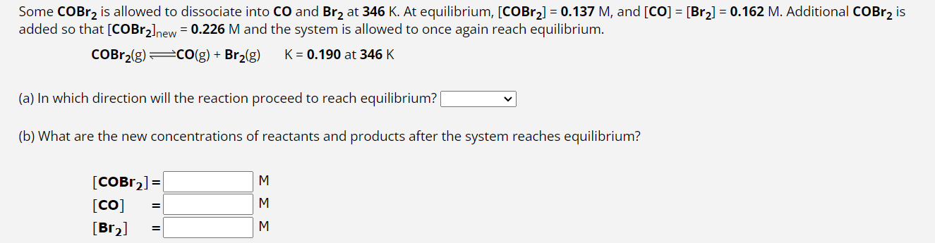Solved added so that [COBr2]new =0.226M and the system is | Chegg.com