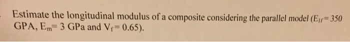 Solved Estimate the longitudinal modulus of a composite | Chegg.com