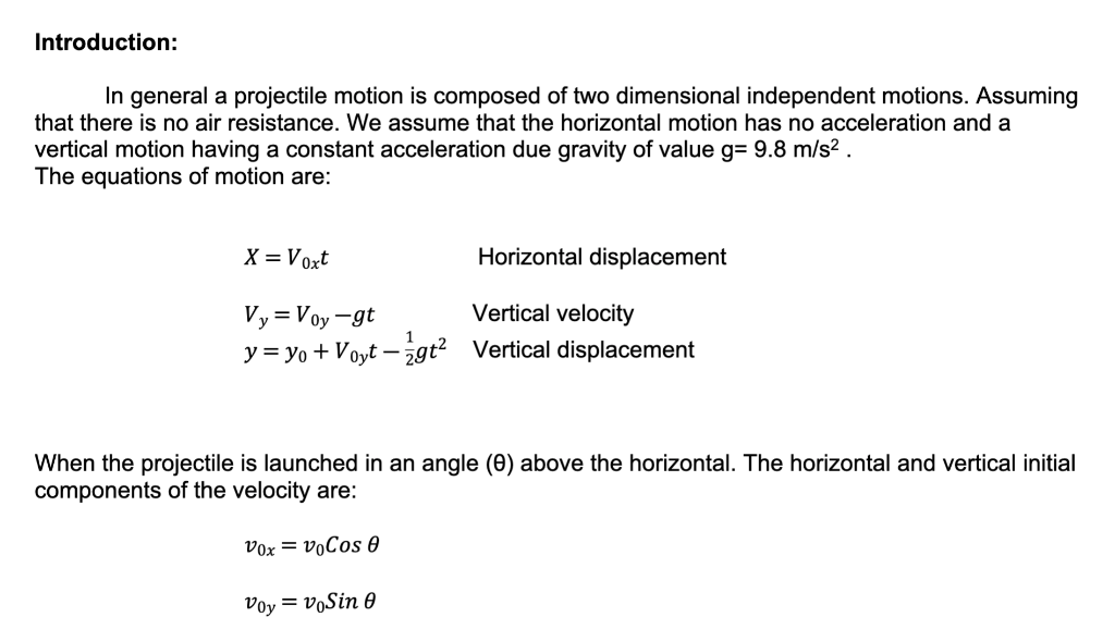 Vertical Projectile Motion Equations
