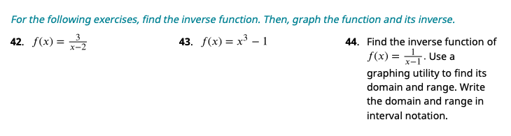 Solved For the following exercises, find the inverse | Chegg.com