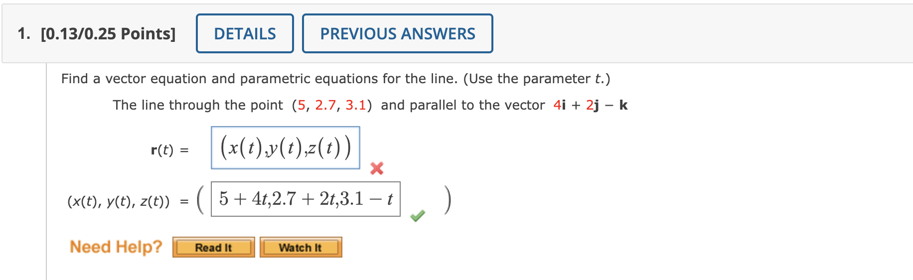 Solved Find a vector equation and parametric equations for | Chegg.com