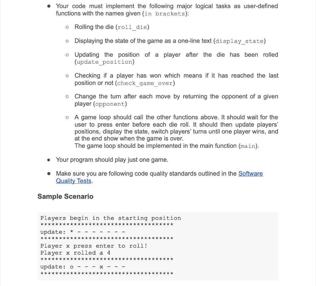 Solved cmput lab - racing game (I don't want to use global) | Chegg.com
