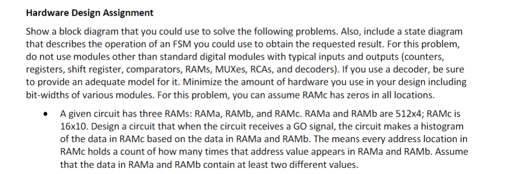 Solved Hardware Design Assignment Show a block diagram that | Chegg.com