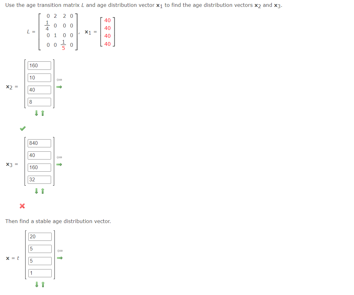 Solved Use the age transition matrix L and age distribution | Chegg.com