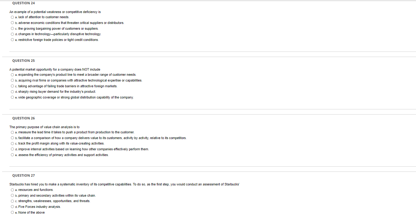 Solved QUESTION 24 An example of a potential weakness | Chegg.com