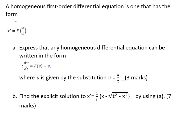 Solved A homogeneous first-order differential equation is | Chegg.com