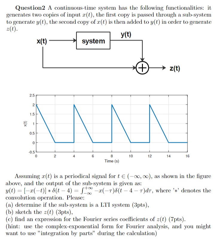 Solved Question2 A Continuous Time System Has The Following