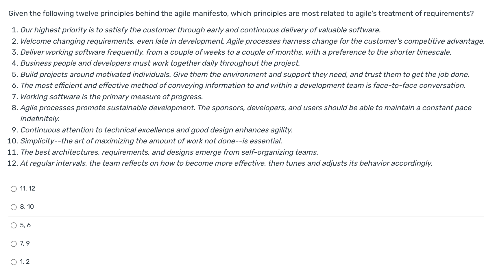 Solved Given the following twelve principles behind the | Chegg.com