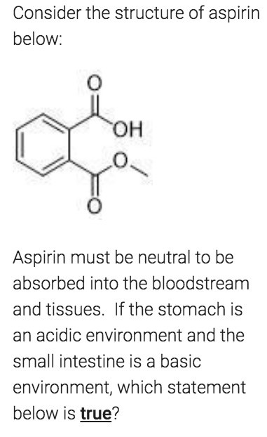 Solved Consider the structure of aspirin below: Aspirin must | Chegg.com