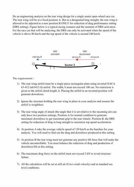 Do an engineering analysis on the rear wing design | Chegg.com