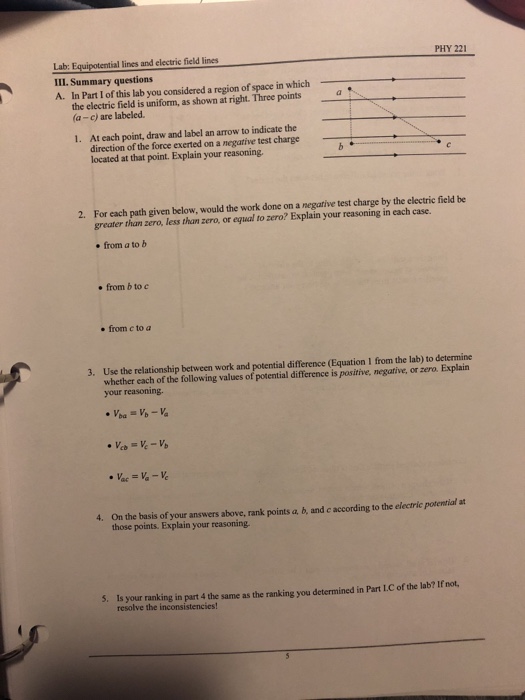 Solved PHY 221 - Equipotential lines and electric field | Chegg.com