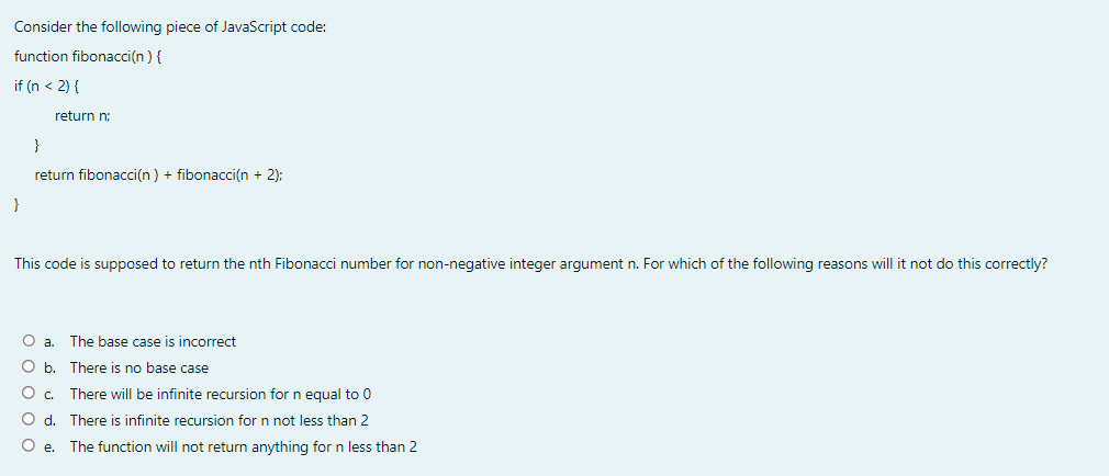 Solved Consider the following piece of JavaScript code: | Chegg.com
