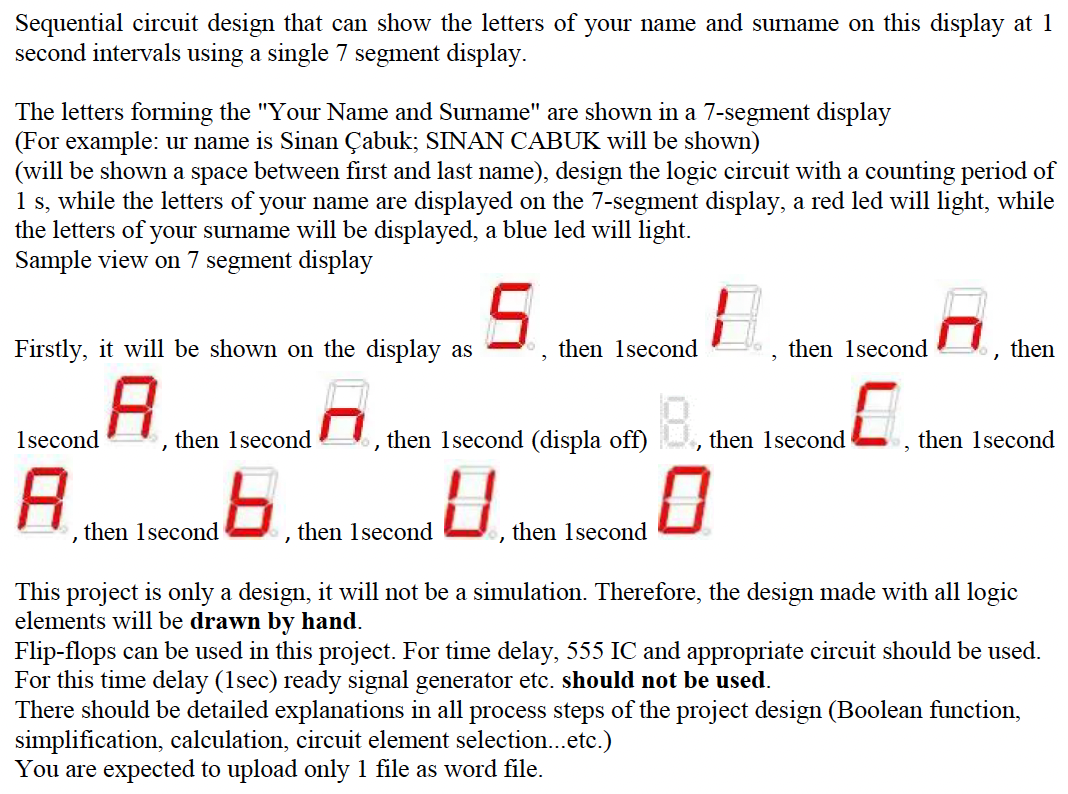 Sequential circuit design that can show the letters | Chegg.com