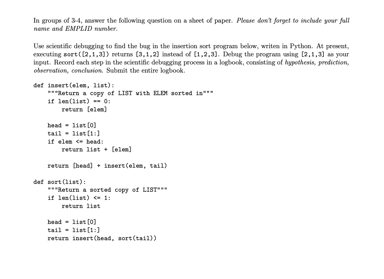 Solved In groups of 3-4, answer the following question on a | Chegg.com