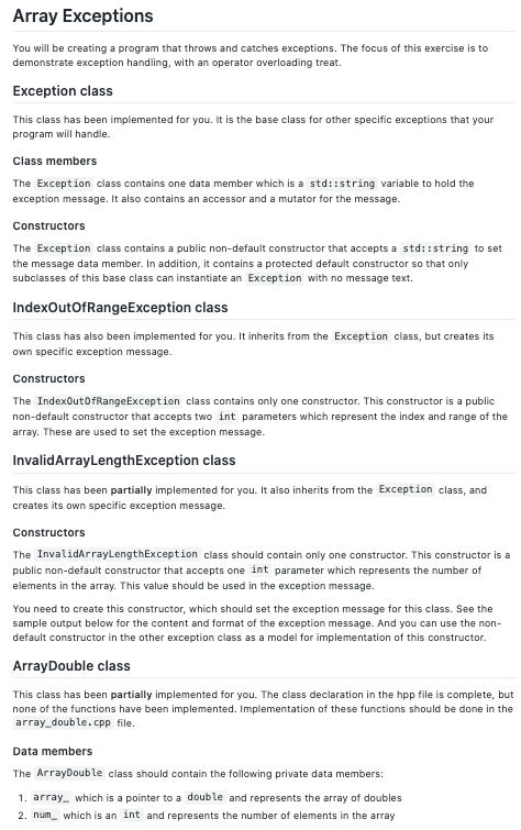 Array Exceptions You will be creating a program that | Chegg.com