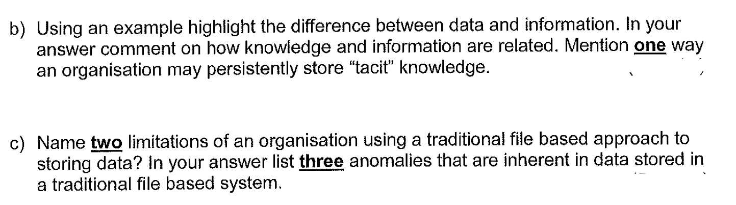 Solved b) Using an example highlight the difference between | Chegg.com