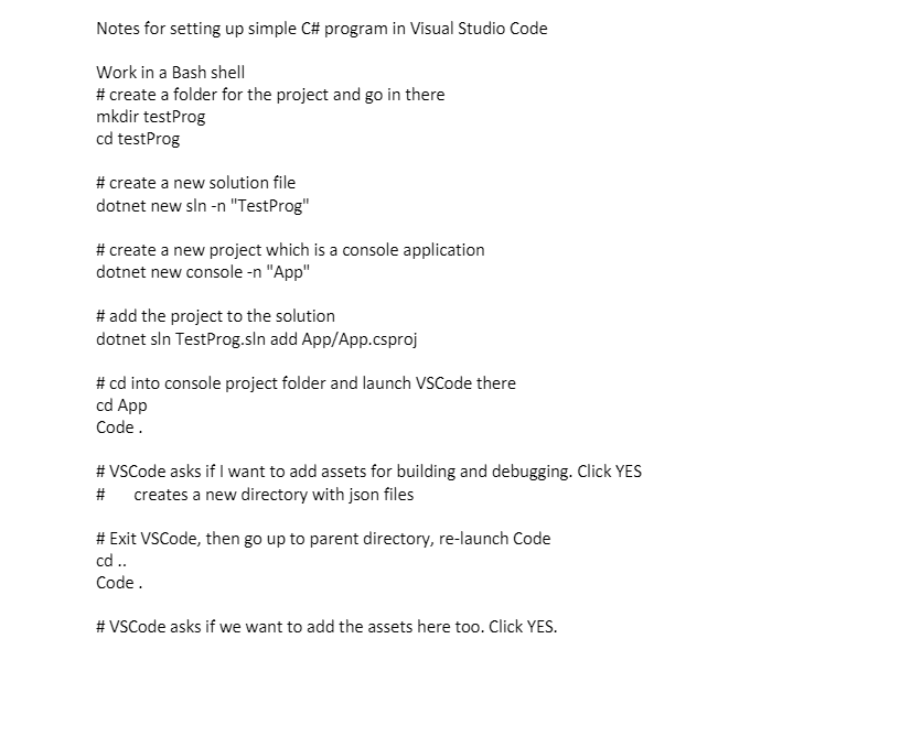 Solved I need help setting up C# in Visual Studios Code. | Chegg.com