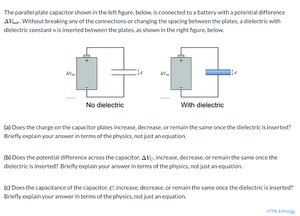 Solved The parallel plate capacitor shown in the left | Chegg.com