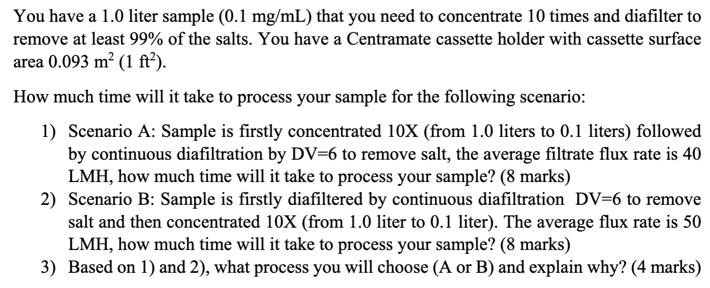 Solved You have a 1.0 liter sample (0.1 mg/mL) that you need | Chegg.com