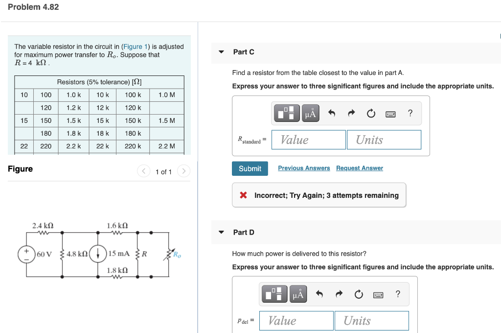 Solved Problem 4.82 The variable resistor in the circuit in | Chegg.com