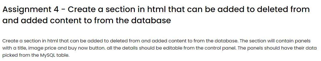 Solved Assignment 4 - Create a section in html that can be | Chegg.com