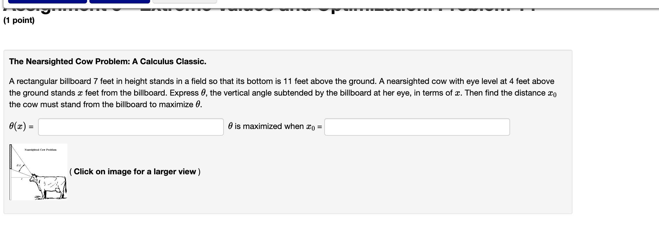 The Nearsighted Cow Problem: A Calculus Classic. A | Chegg.com