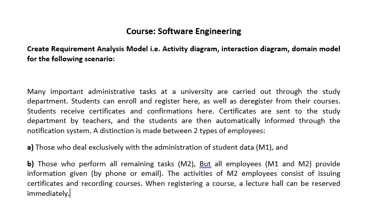 Solved Course: Software Engineering Create Requirement | Chegg.com