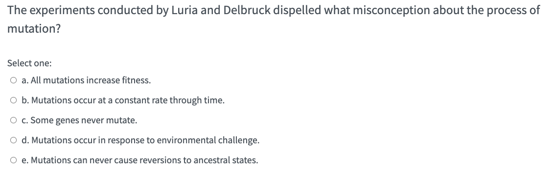 Solved The experiments conducted by Luria and Delbruck | Chegg.com