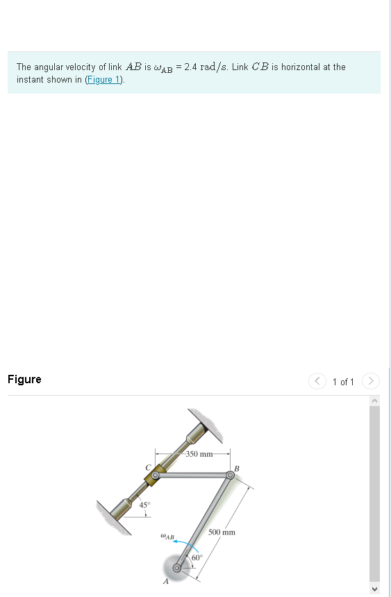 Solved The angular velocity of link AB is ωAB=2.4rad/s. Link | Chegg.com