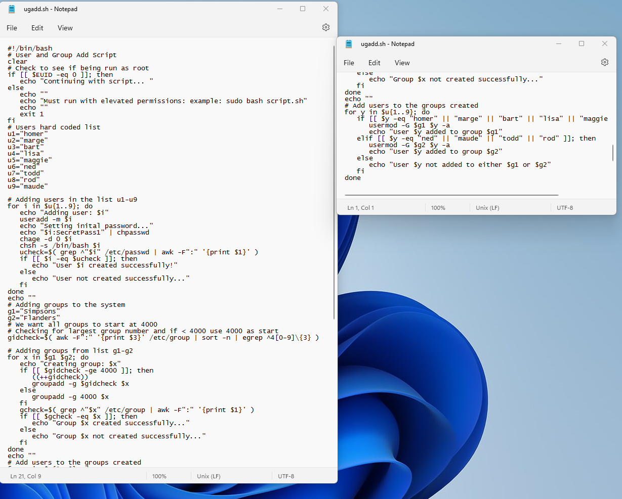 Solved Finish the script attached to get the correct users | Chegg.com