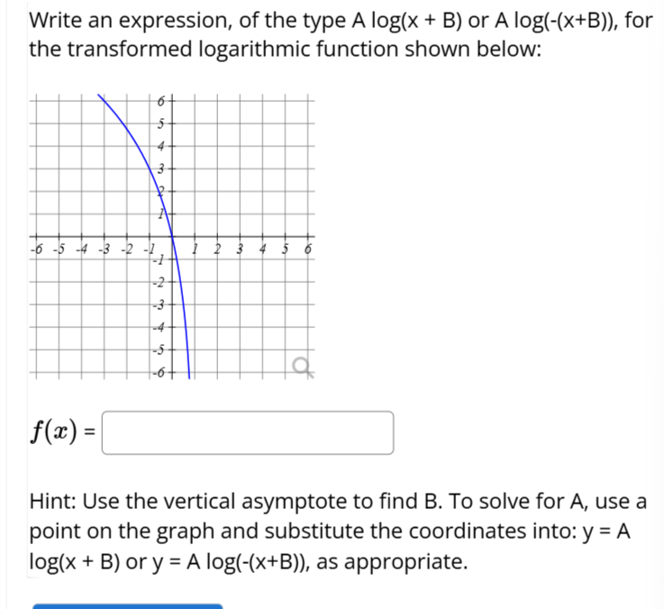 Solved by an EXPERT Write an ﻿expression, of ﻿the type Alog(x+B) or | Chegg.com