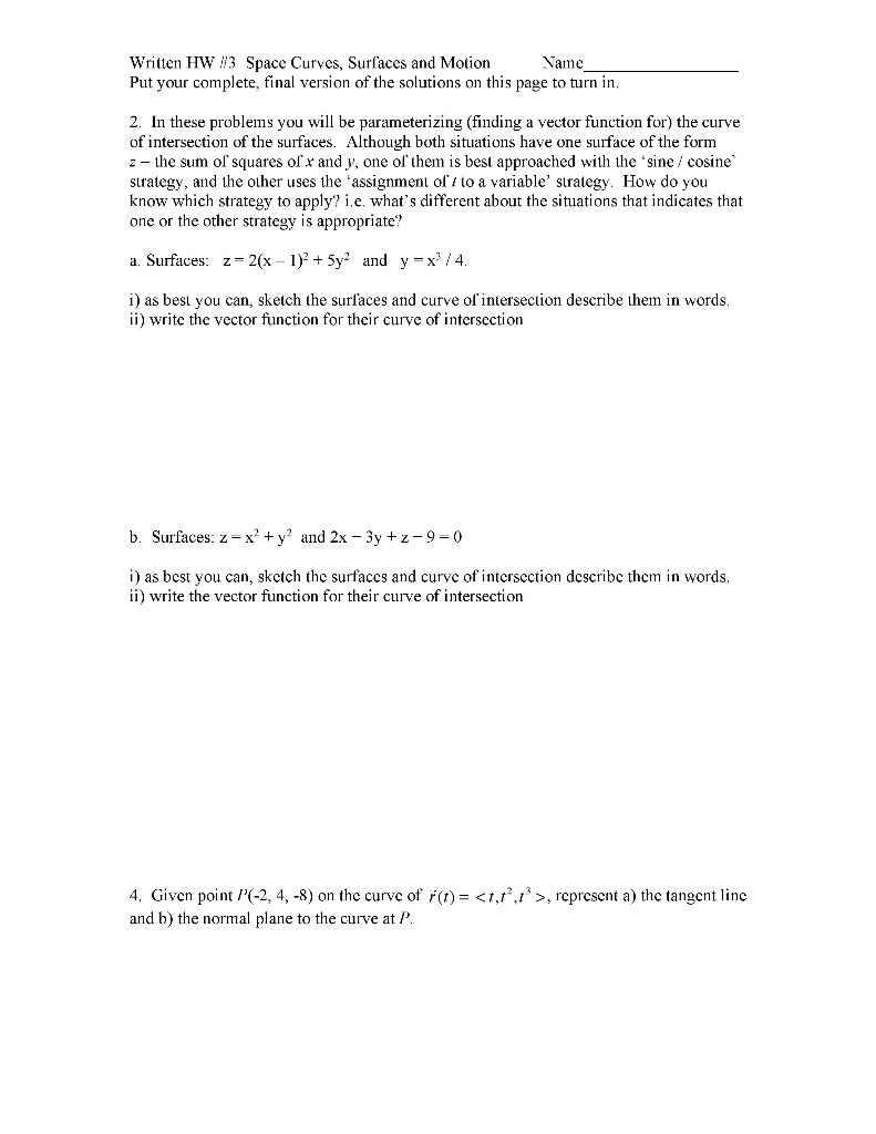 Calc 3 Written HW 03 (Complete the Worksheet, Will | Chegg.com
