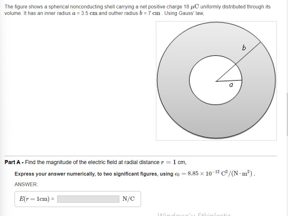 Solved The figure shows a spherical nonconducting shell | Chegg.com