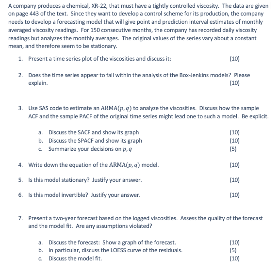 TITLE 'Chem XB-77-5 ARIMA'; DATA OIL; INPUT Time | Chegg.com