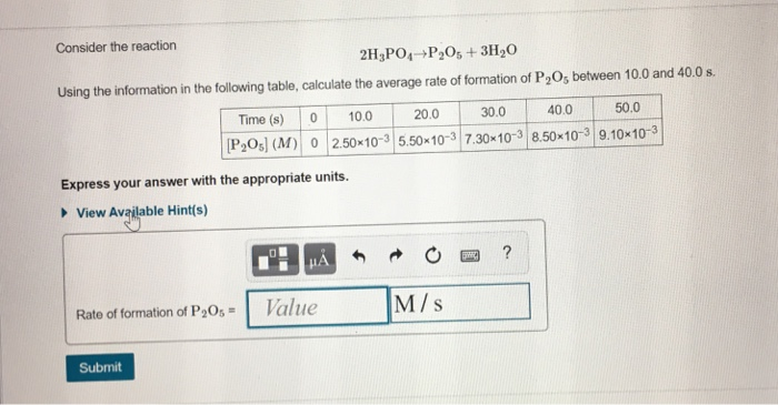 Solved Consider the reaction Using the information in the | Chegg.com
