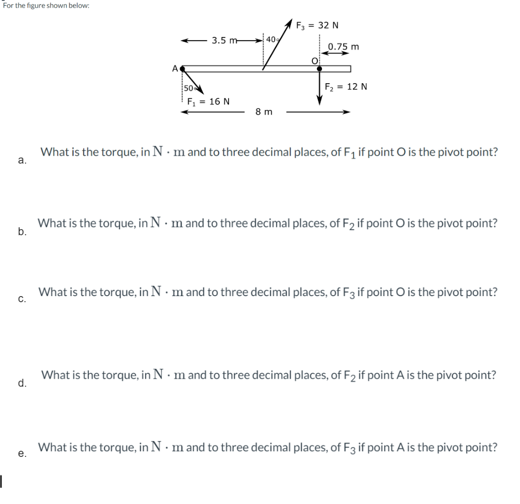 For the figure shown below: a. What is the torque, in | Chegg.com