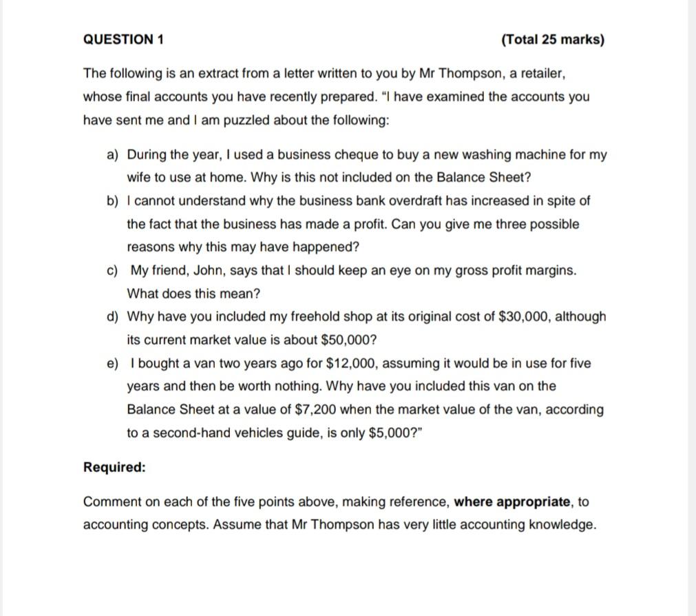Solved QUESTION 1 (Total 25 marks) The following is an | Chegg.com