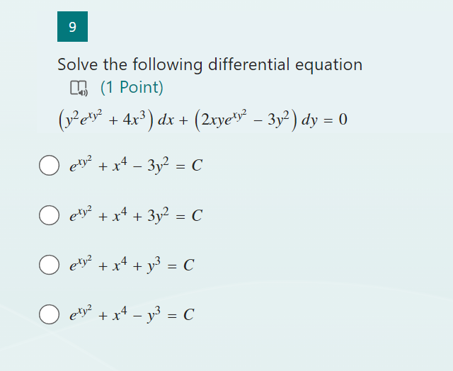 Solved Solve the exact DE. (0.5 Points) | Chegg.com